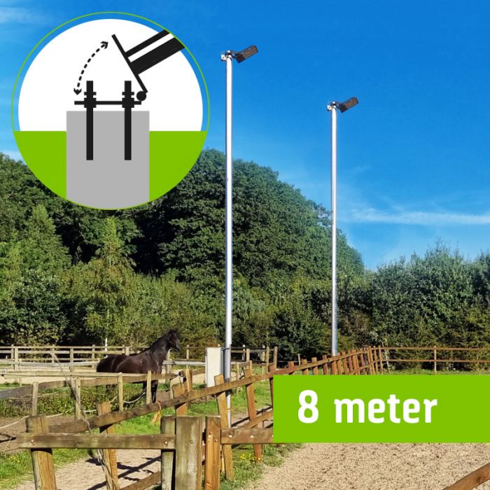 Aluminium lichtmast met kantelanker 8 meter Ø 90mm - Dekker Cameramasten